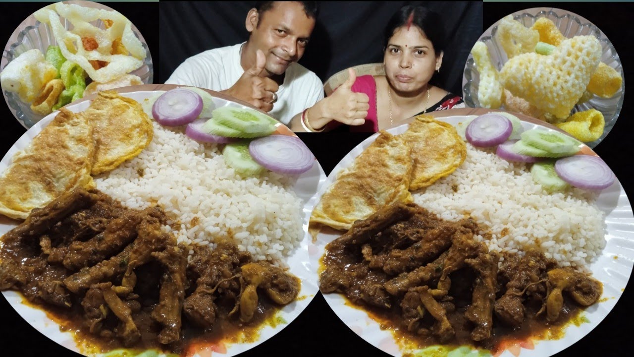 Eating Show Chicken Chaat Rice Egg Fry/Eating Challenge/Bengali Foodie Family - YouTube