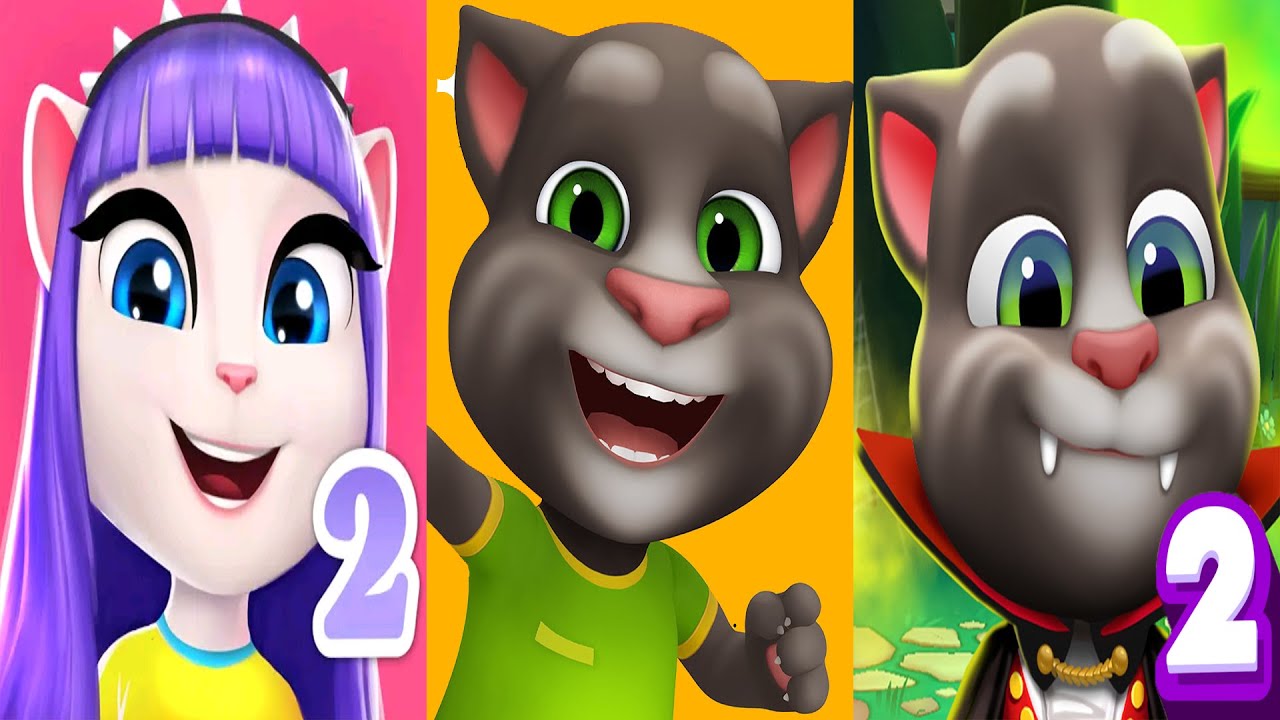 My Talking Angela2 vs My Talking Tom vs Talking Tom2 |Tom2 Lvl 92 Tom ...