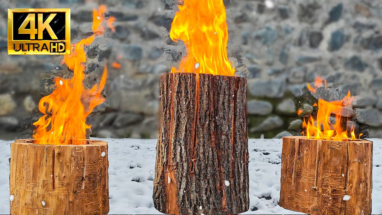 Fall asleep to Light Snowfall ️ Burning Logs, and the Sound of Real ...