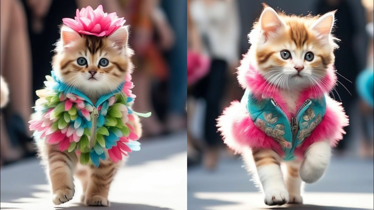 Stylish Cat Outfits | Cute Cat Models on Fashion Show | Part 90 - YouTube
