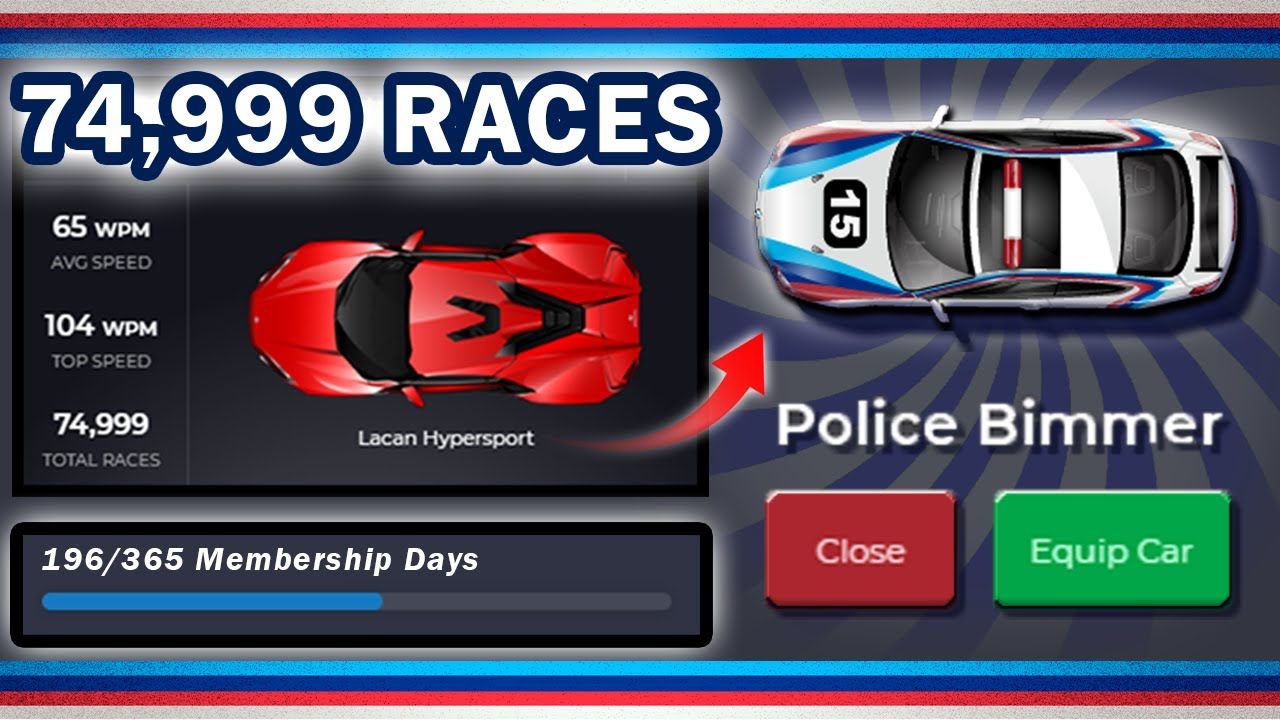 Achieving the Police Bimmer in Nitro Type (75,000 Races in 196 days ...