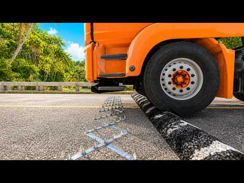 Truck vs Speed Bump vs Spike Strip #2 - Beamng.Drive