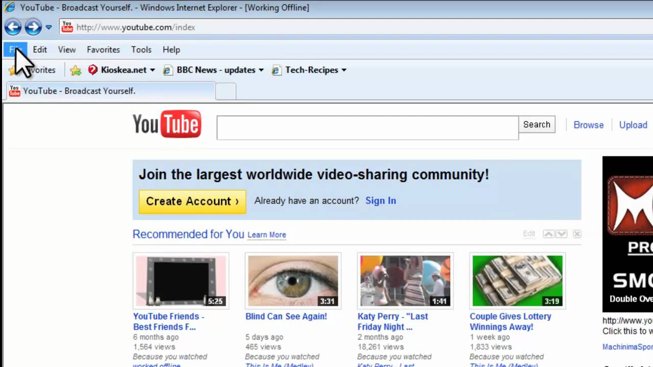 Internet Explorer worked offline - YouTube