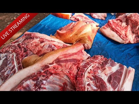 Local Pork Meat Cutting & Cropping In Village Street Market #foodxa2z # ...