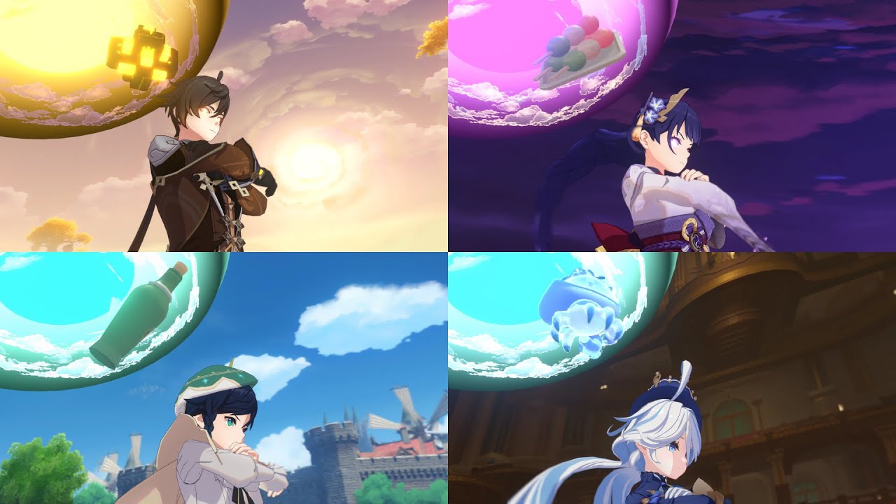 Genshin characters with Zhongli's Elemental Burst - YouTube