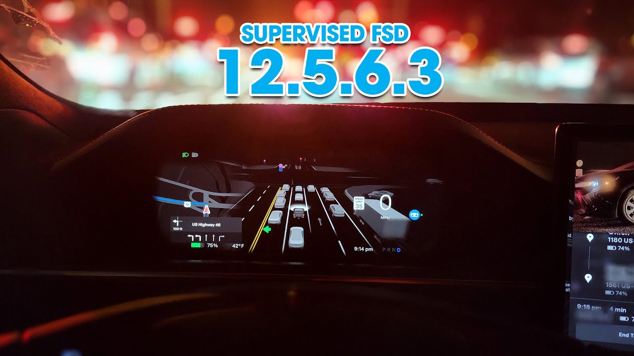 FSD Supervised 12.5.6.3 Night Drive - YouTube