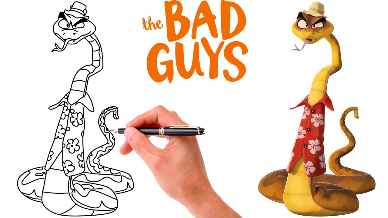 How To Draw MR. SNAKE from THE BAD GUYS | EASY DISNEY DRAWING - YouTube