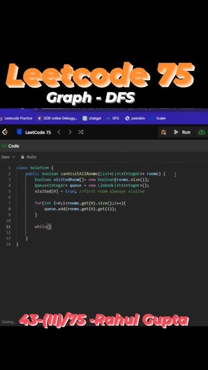 🚀Day 43-II/75 of the Leetcode75!841.Key and Rooms #ytshorts #ytshort #shorts #leetcode #coding# ...