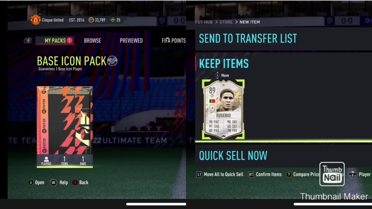 EUSÉBIO PACKED FROM BASE ICON PACK! - YouTube