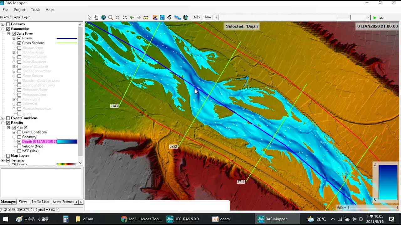 Hec Ras 1D unsteady flow simulation in 7 min - YouTube