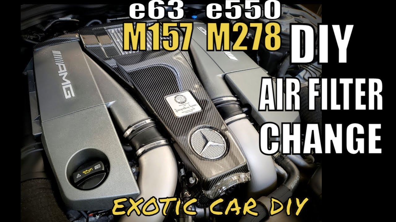 e63 air filter change on Mercedes m157 engine - YouTube