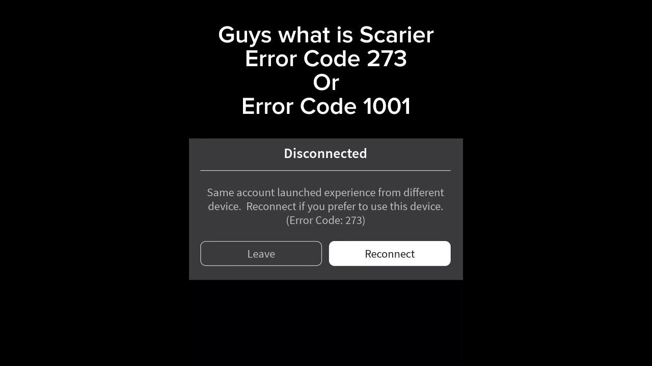 Error 273 Or Error 1001 #roblox #errorcode #1001 #273 - YouTube