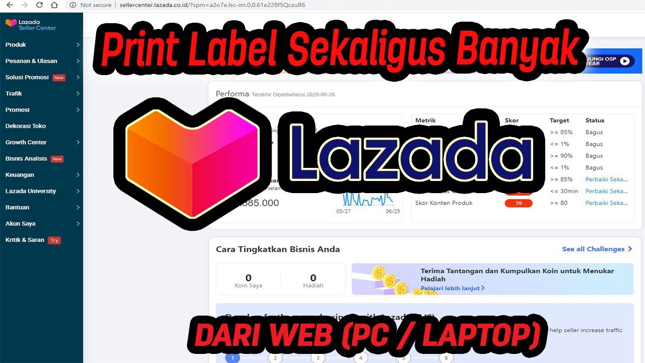 PRINT LABEL LAZADA SEKALIGUS BANYAK - YouTube