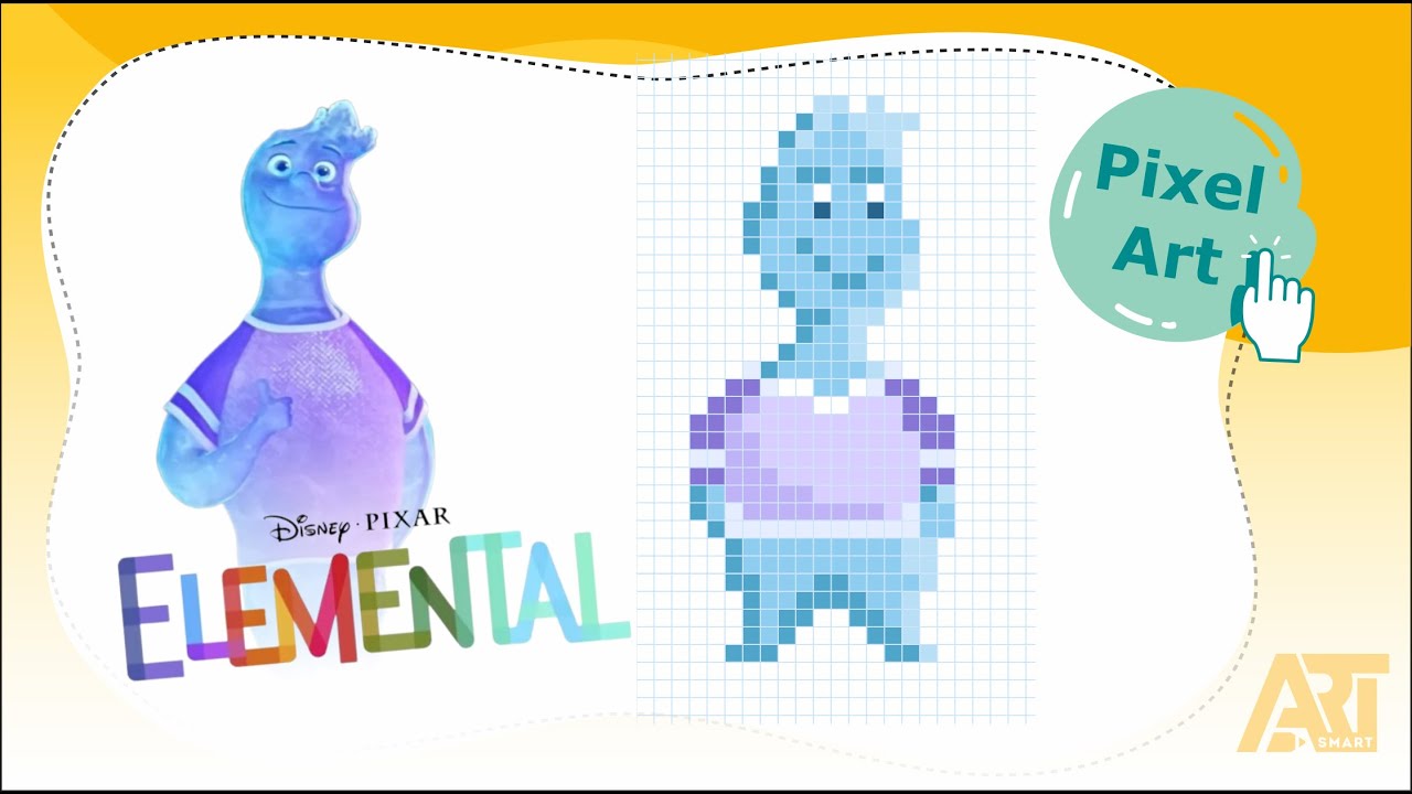 Pixel Art: How to draw a Wade Ripple - Elemental || Disney Movies ...