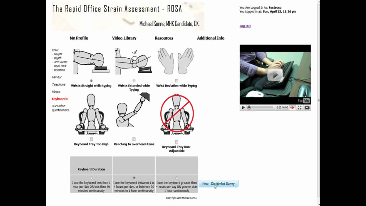 ROSA - Introduction to the Rapid Office Strain Assessment - YouTube