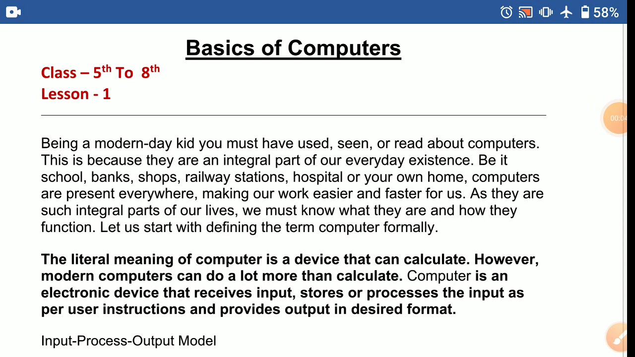 Class - 5th , 6th, 7th And 8th Computer - Lesson 1 by Chandan sir - YouTube