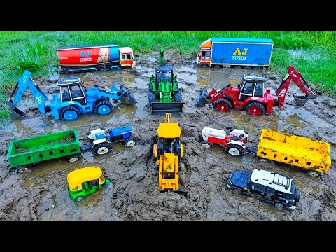 Jcb Video | BharatBenz Truck Volvo Dump Truck Stuck Mahindra Tractor  | Jcb Tractor Video | AJ TOYS 