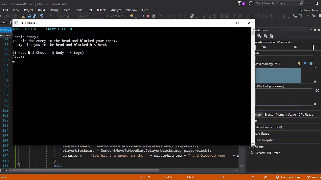 Combats - C# Console Game - YouTube