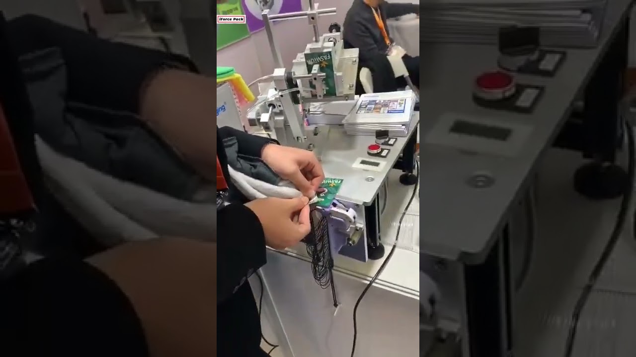 Clothing price tag knotting locking machine testing video tagging ...