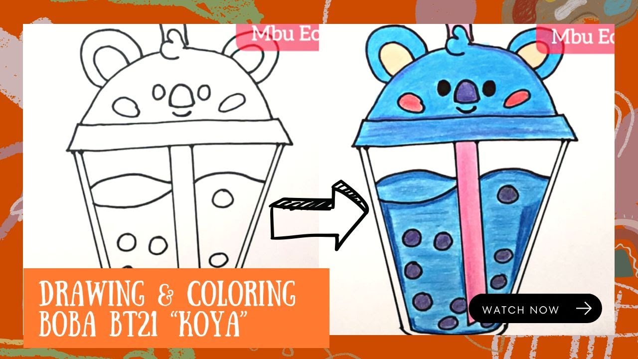 Drawing and coloring Boba Koya Bt21 | Menggambar dan mewarnai Boba BT21 ...