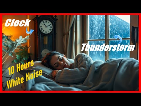Grandfather Ticking Clock and Thunderstorm, Clock Rain And Thunder for Sleep