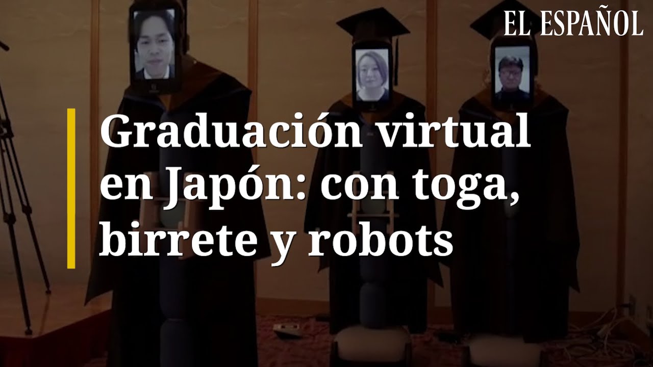 Graduación virtual en Japón con toga, birrete y ROBOTS - YouTube
