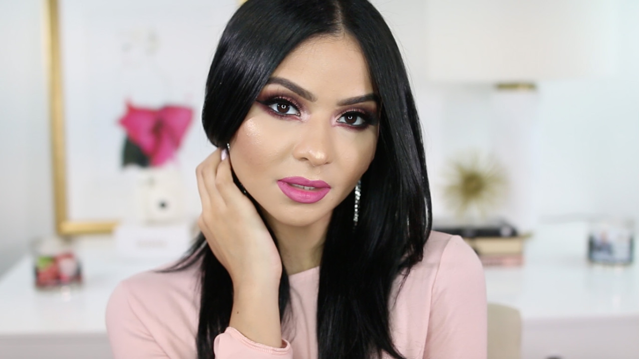 PINK GLAM FULL FACE MAKEUP TUTORIAL - YouTube