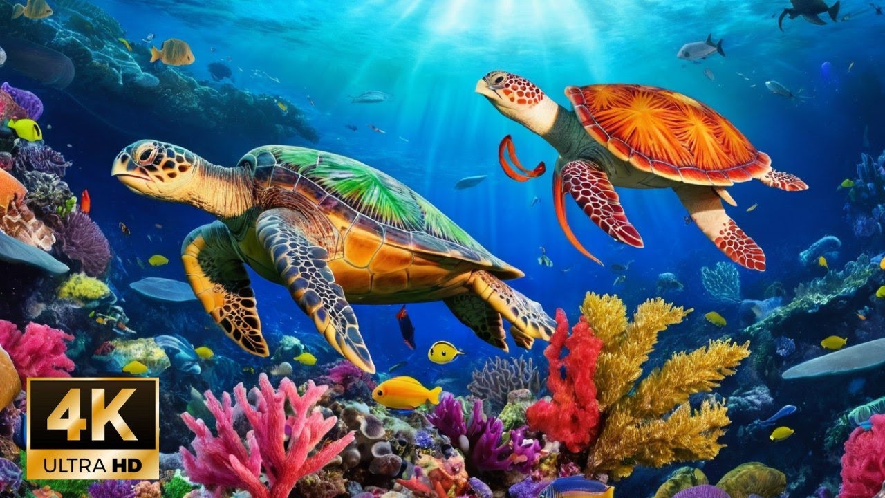 Under Red Sea 4K - Beautiful Coral Reef Fish in Aquarium, Sea Animals ...