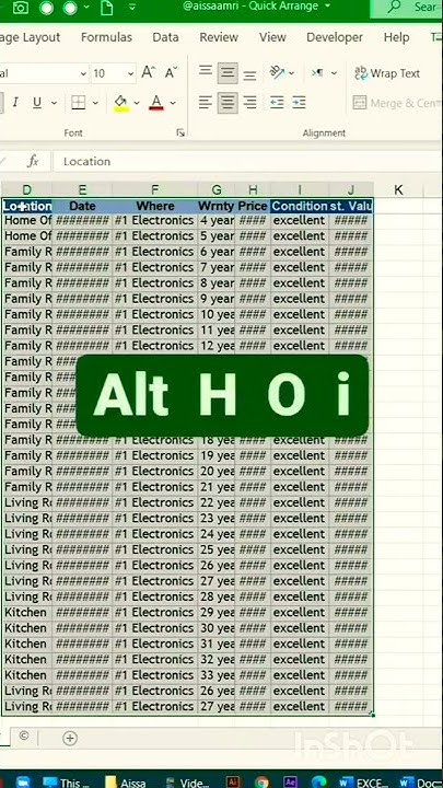 Shortcut:Ctrl A to Select All the Table, Alt H O i to re-Arrange table ...