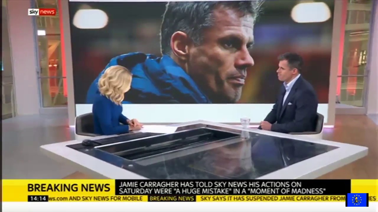 Ex-Liverpool player Jamie Carragher in spitting storm - YouTube