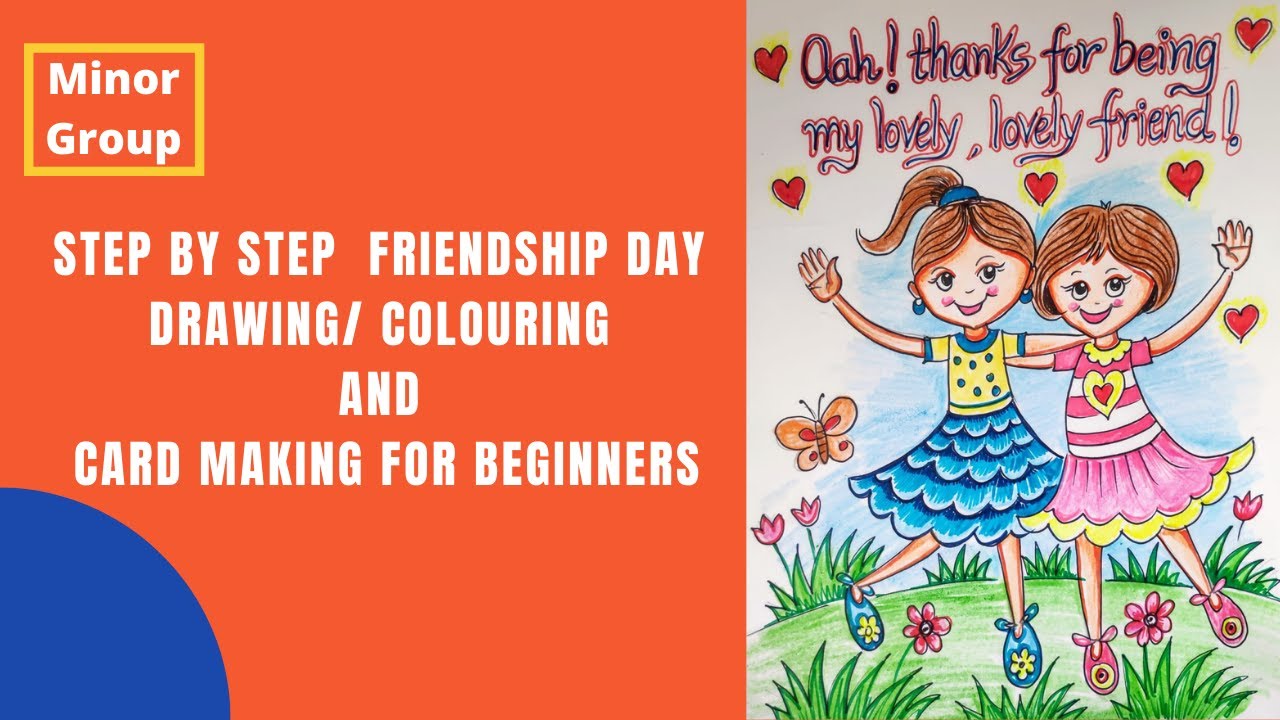Step by Step Friendship Day Card Making | Drawing and Colouring for ...