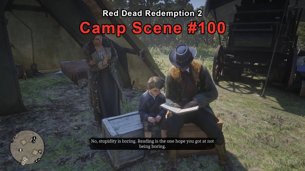 Hosea teaching Little Jack to read - Camp Scene #100 - Red Dead ...