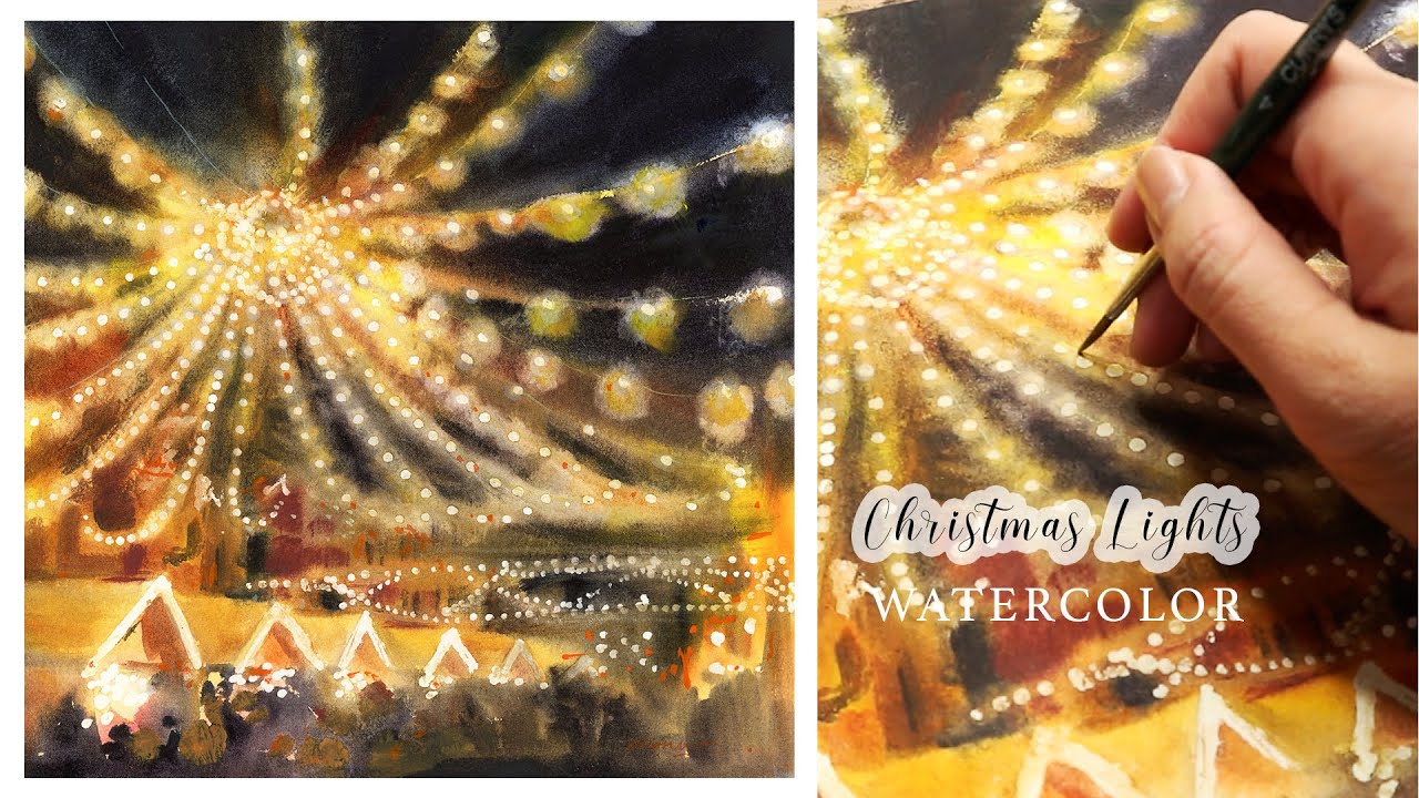 Holiday Inspired Watecolor Painting Tutorial / Christmas Lights At ...