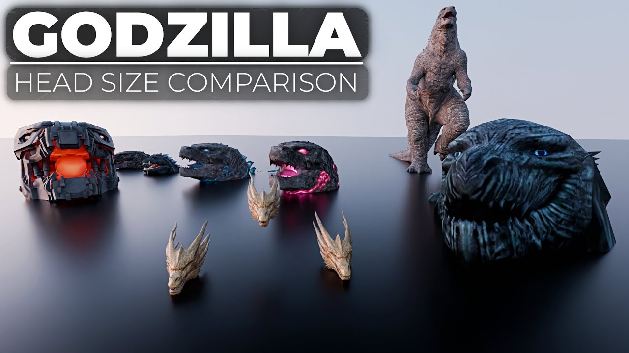 GODZILLA Head Size Comparison 3D | 3D Comparison - YouTube