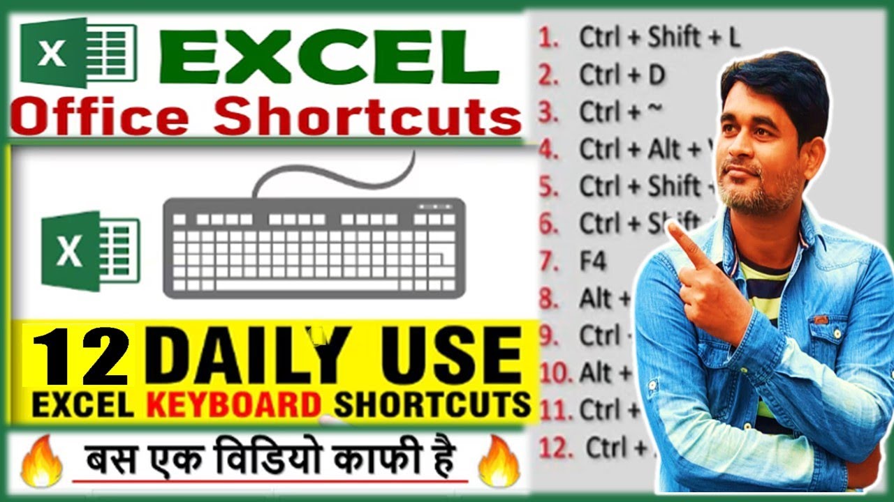 Top 12 Excel Shortcut Keys to improve your efficiency || Best Excel ...