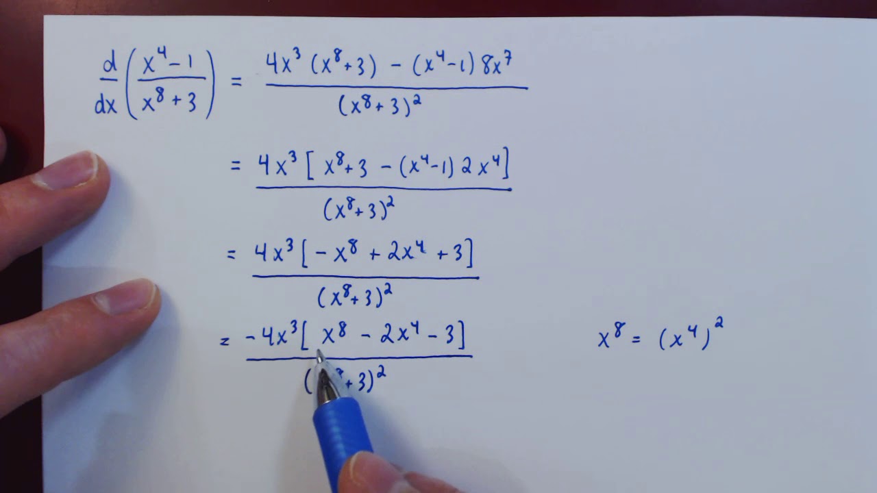 The Quotient Rule Example 2 YouTube