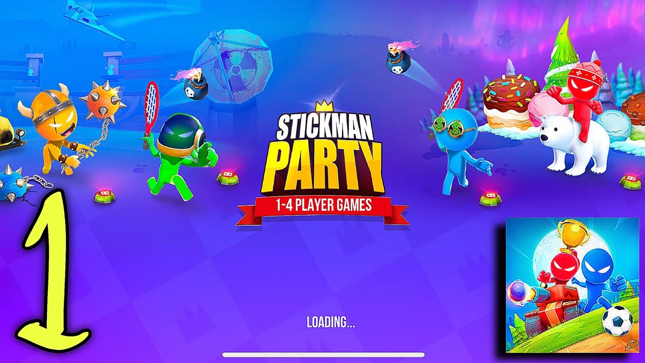 Stickman Party - Gameplay Part 1 Tournament 🏟️ Mode 1 2 3 4 Players ...