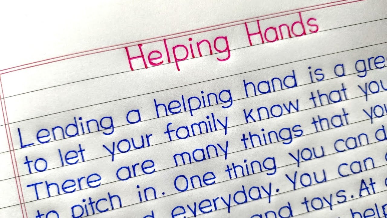 Helping hands article || Handwriting || beautiful english handwriting ...