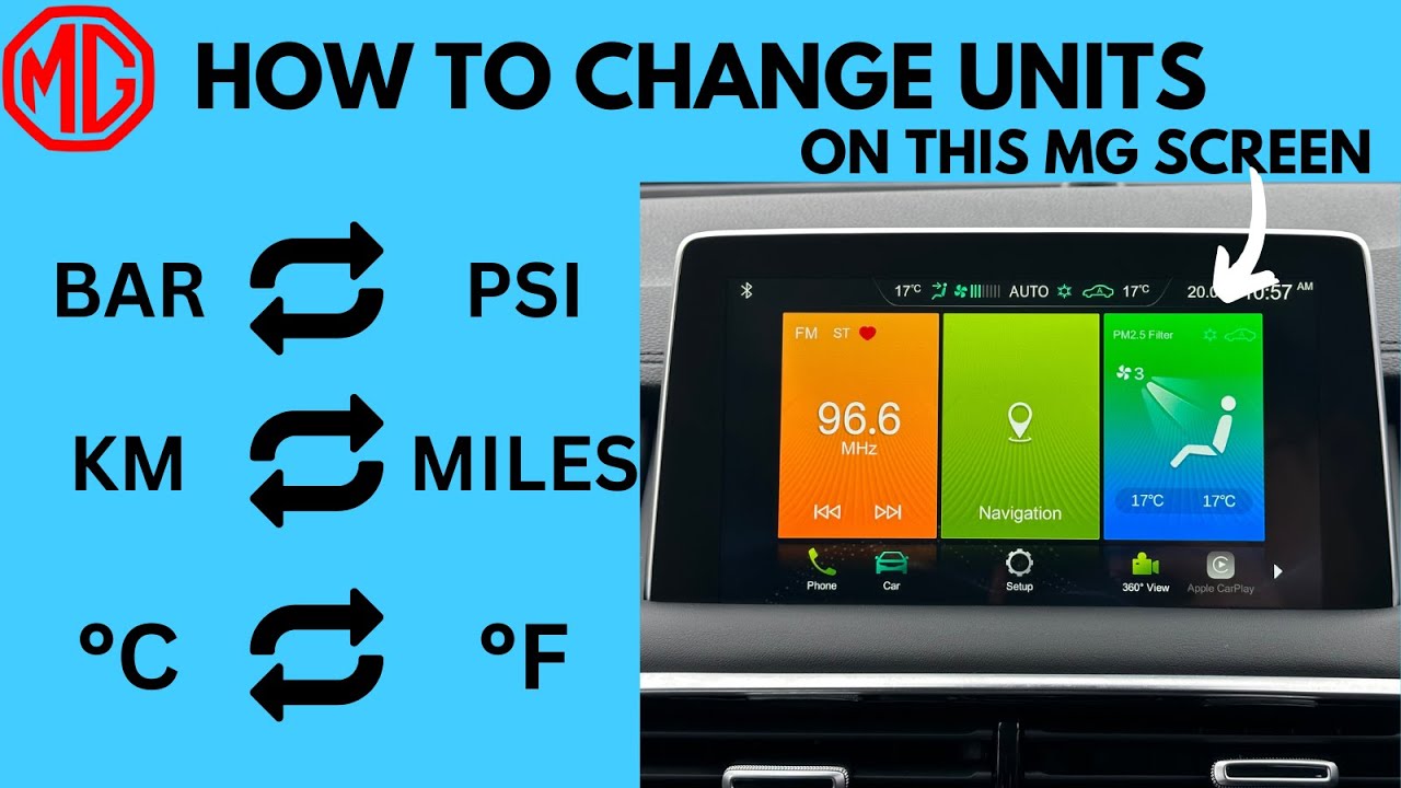 MG Hidden Function How To Change Unit Bar To PSI KM To Mile C To