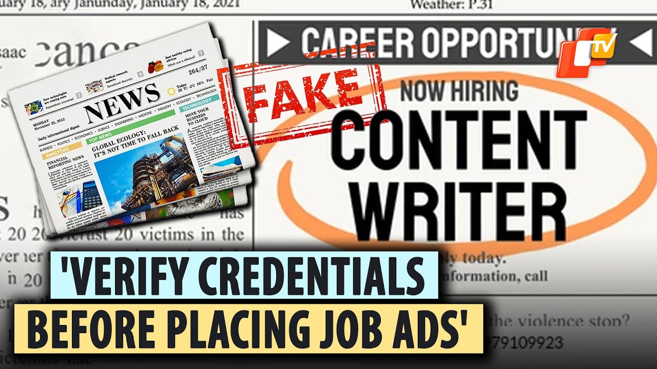 Job Scam Alert! Press Council Asks Newspapers To Cross-Check ...