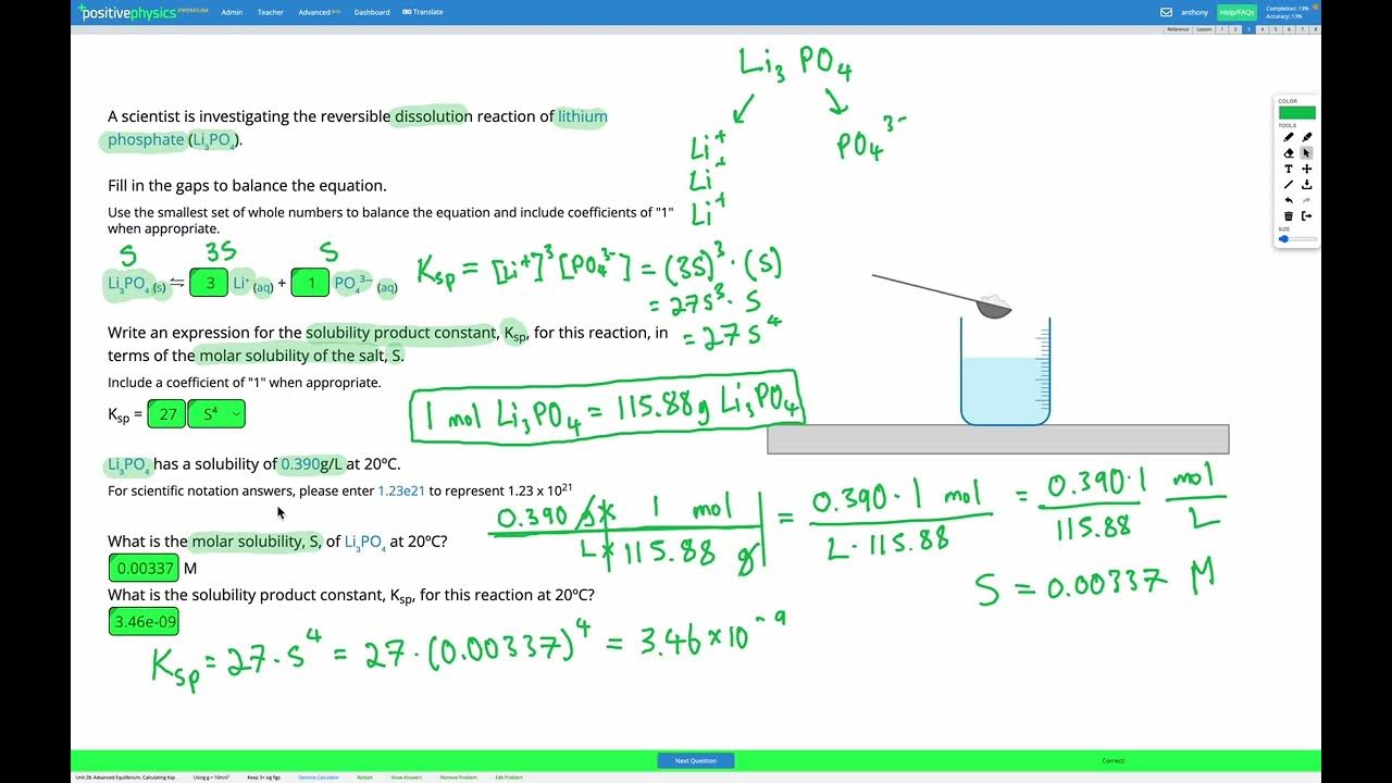 Chemistry - Advanced Equilibrium - Calculating Ksp - YouTube