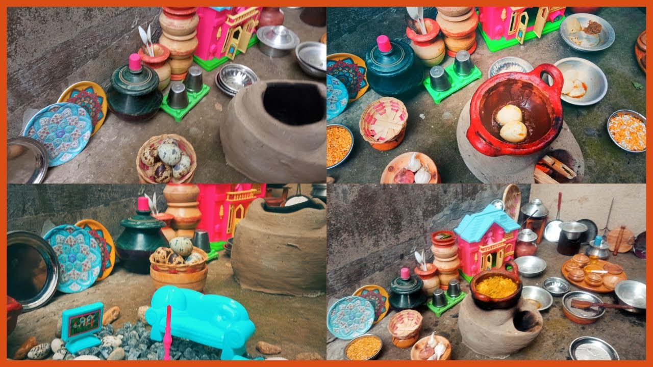 Quail bird eggs and Bhona Khichuri Recipe Village mini food - YouTube