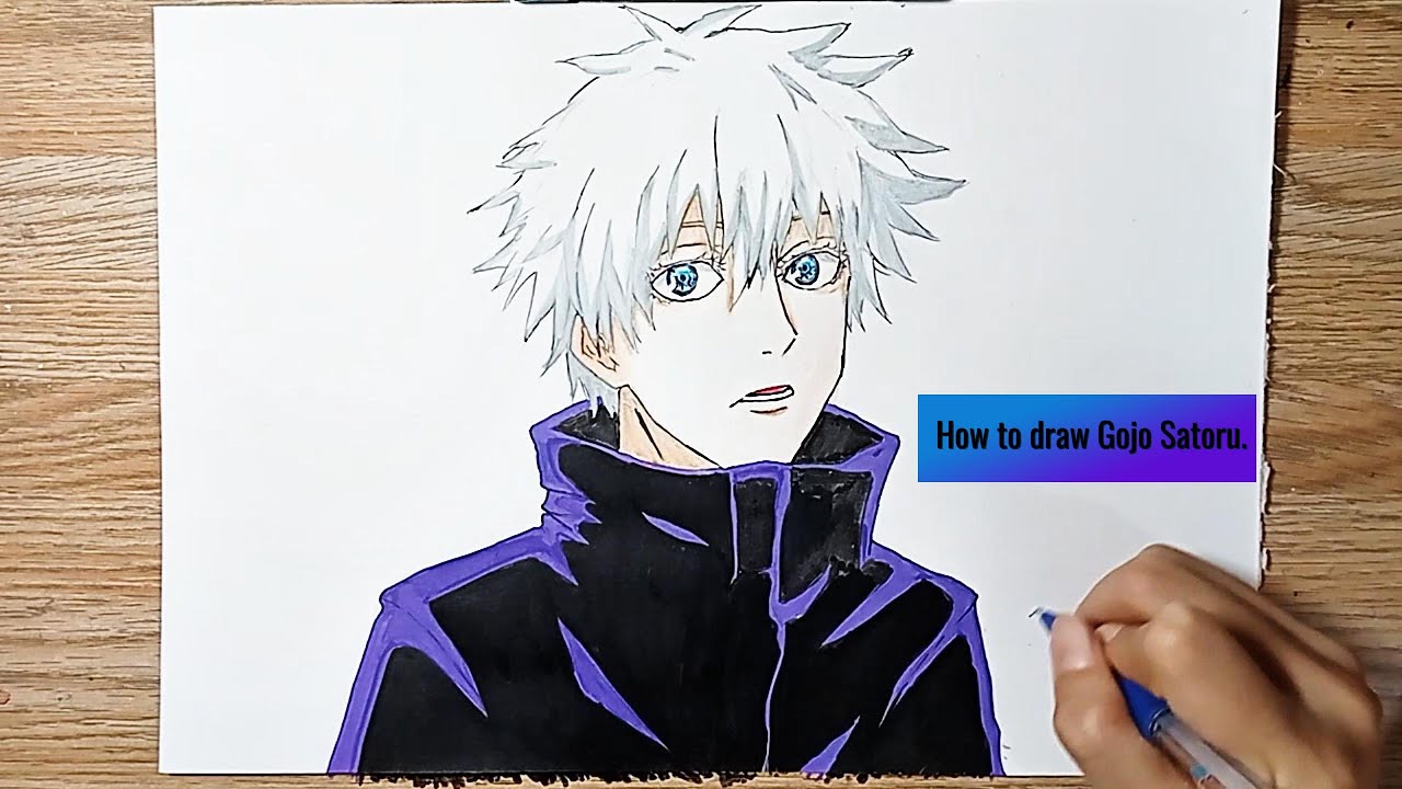 How to draw Gojo Satoru Jujutsu Kaisen anime character Gojo drawing ...