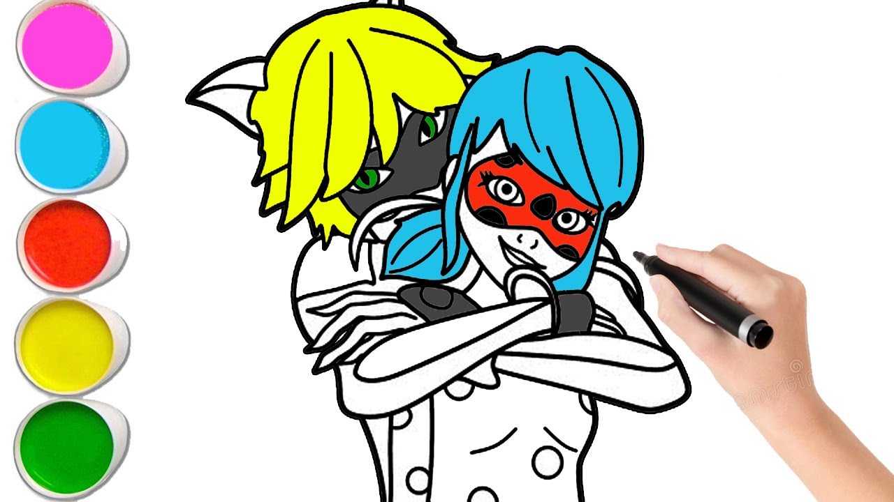 Miraculous Ladybug and Cat Noir Drawing || How to draw Ladybug and Cat ...