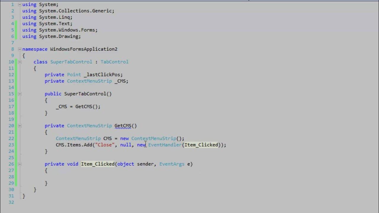 C# - Close a TabPage in TabControl using ContextMenuStrip - YouTube