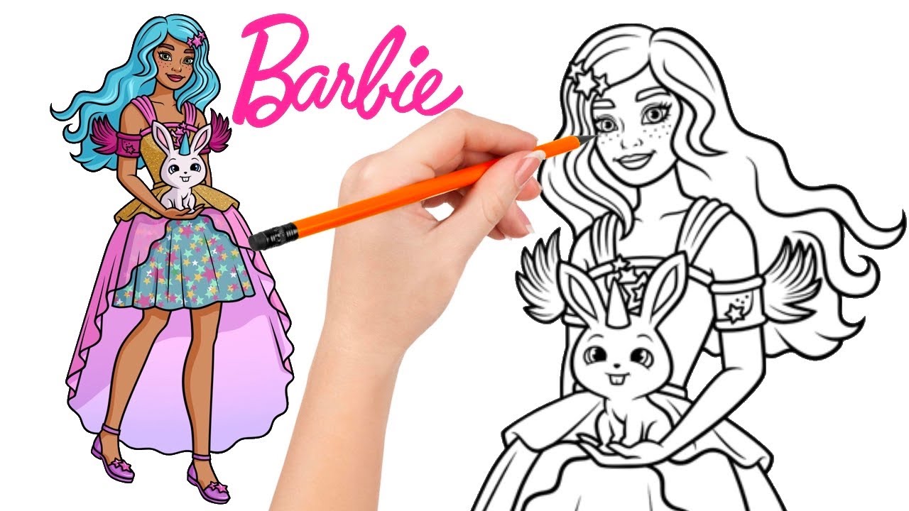 How to draw Barbie doll with pet - A Touch of Magic - YouTube