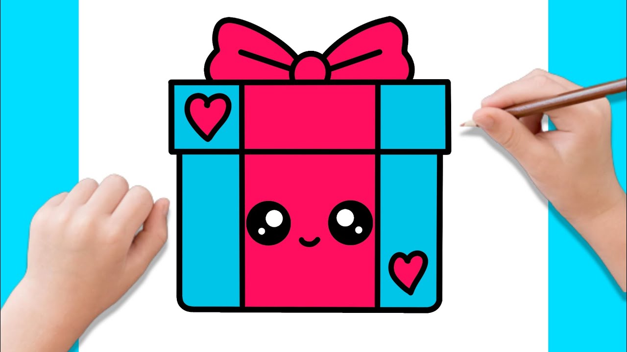 How to Draw a Cute Gift Box Easy Step by Step Easy - YouTube