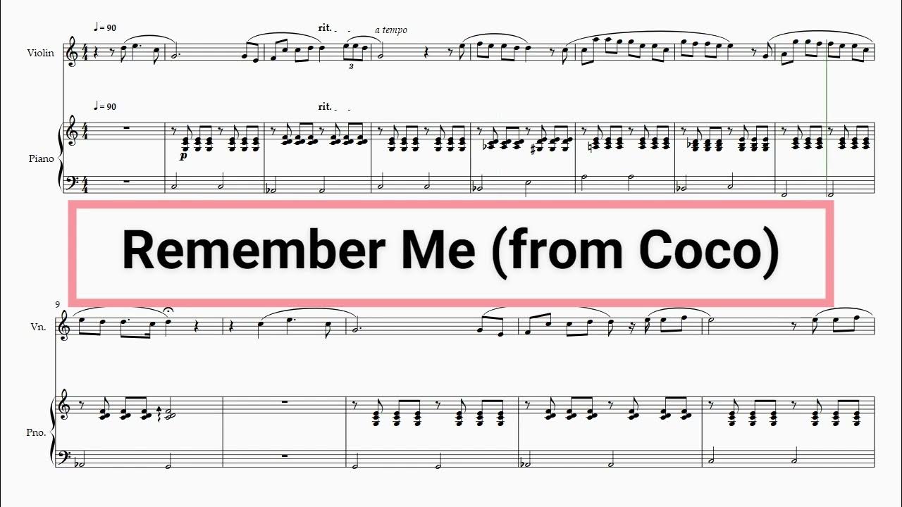 Remember Me (from Coco) - Arrangement - YouTube