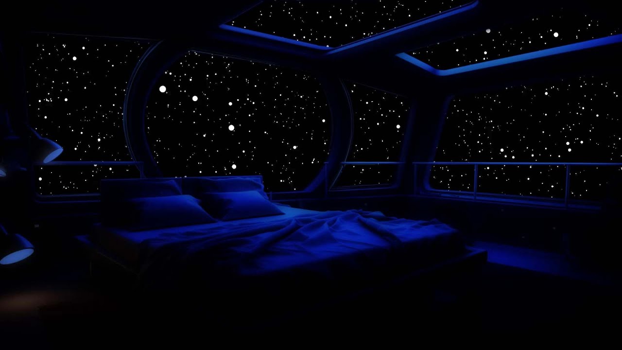 Dark Bedroom Overlooking the Universe | Sleep Better with Cosmic Sounds ...