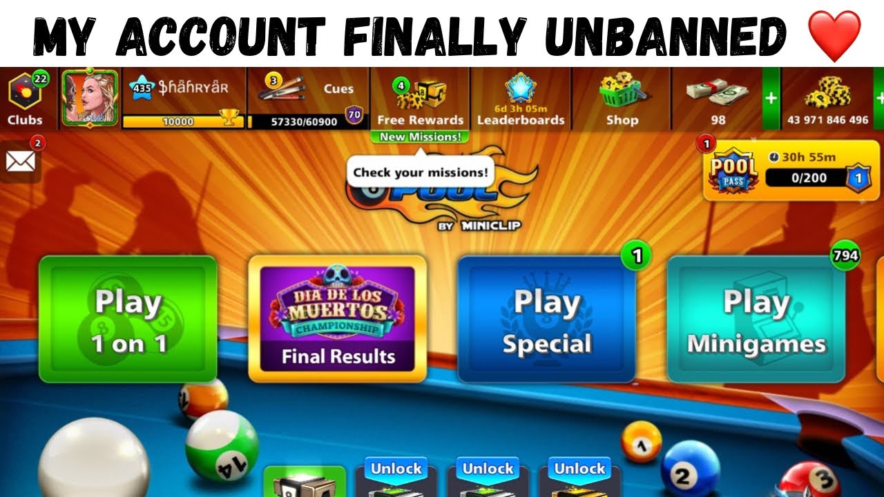 8 ball pool - my account finally unbanned -Miniclip - YouTube